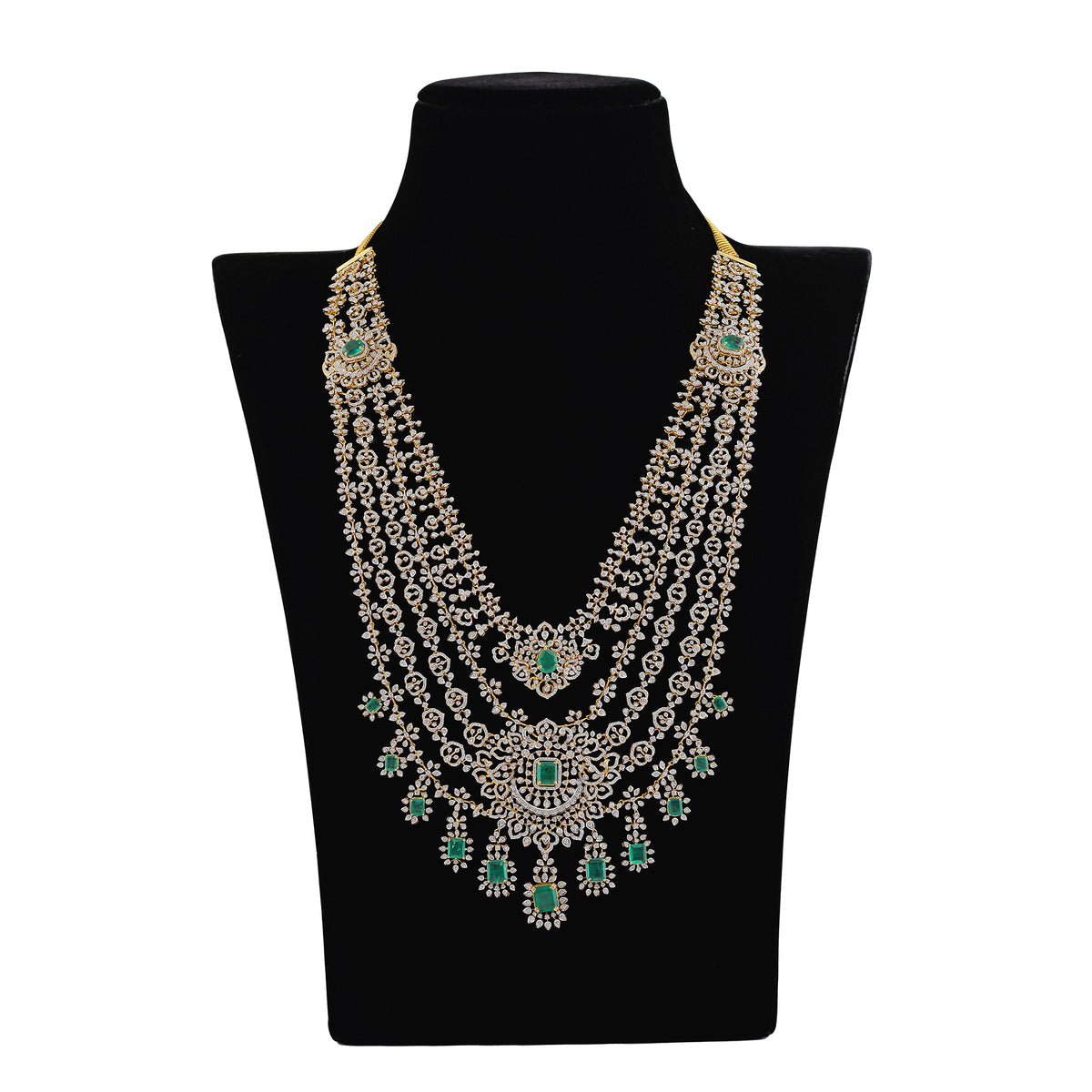 Buy The Diamond 5 Layered Emerald Long Haar Necklace | Krishna ...