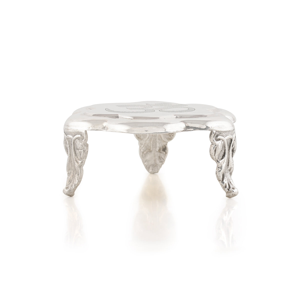 silver-om-themed-3-legs-stool-for-pooja – Krishna Jewellers Pearls and ...