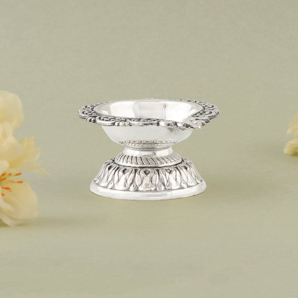 Buy Pure Silver Antique Deepam Stand Pair | Krishna Jewellers – Krishna ...