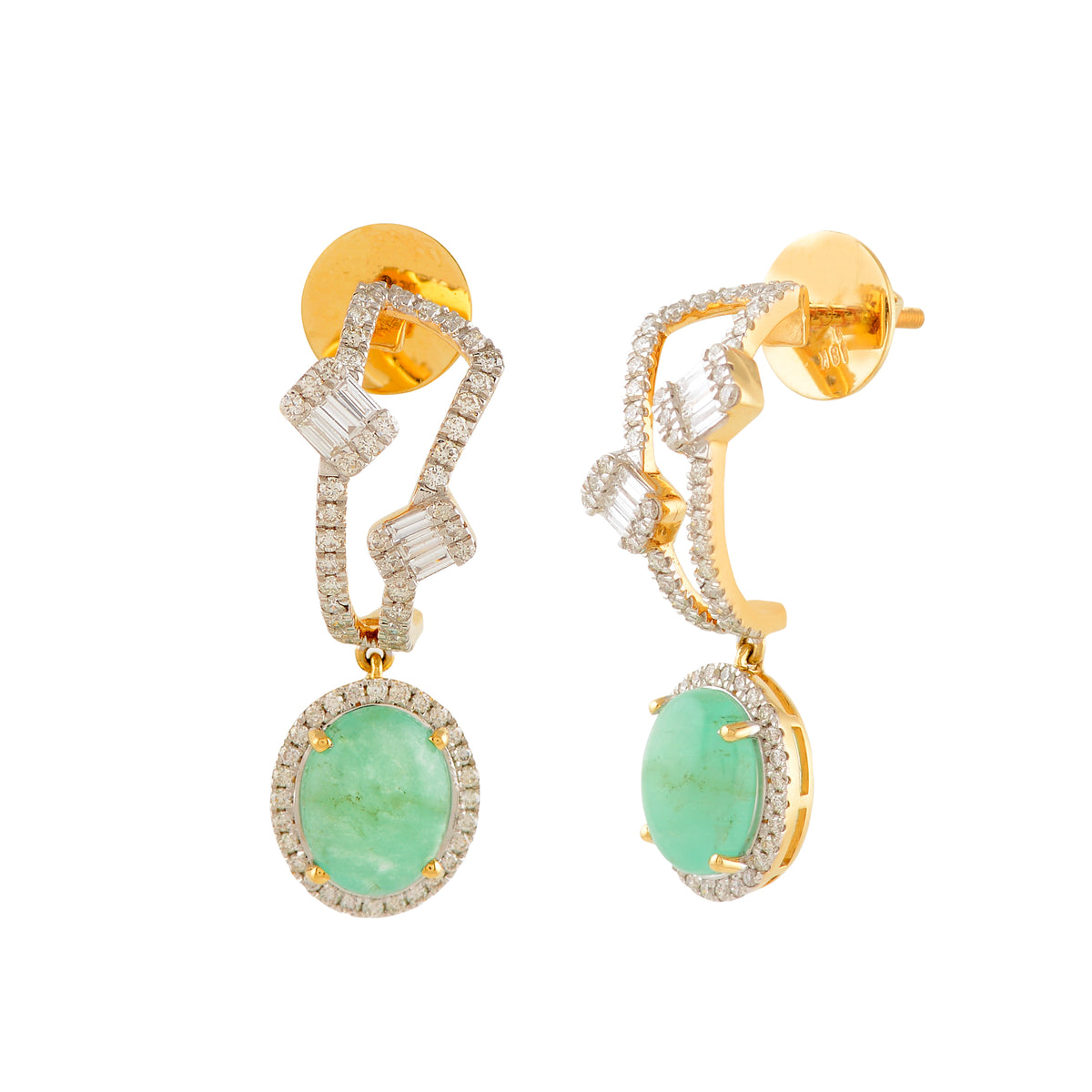 Minimalist J-Bali Shaped Earrings with Emerald – Krishna Jewellers ...