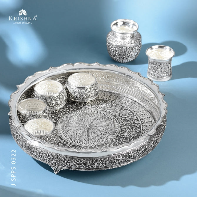 Divine Antique Silver Pooja Set – Krishna Jewellers Pearls and Gems Pvt Ltd