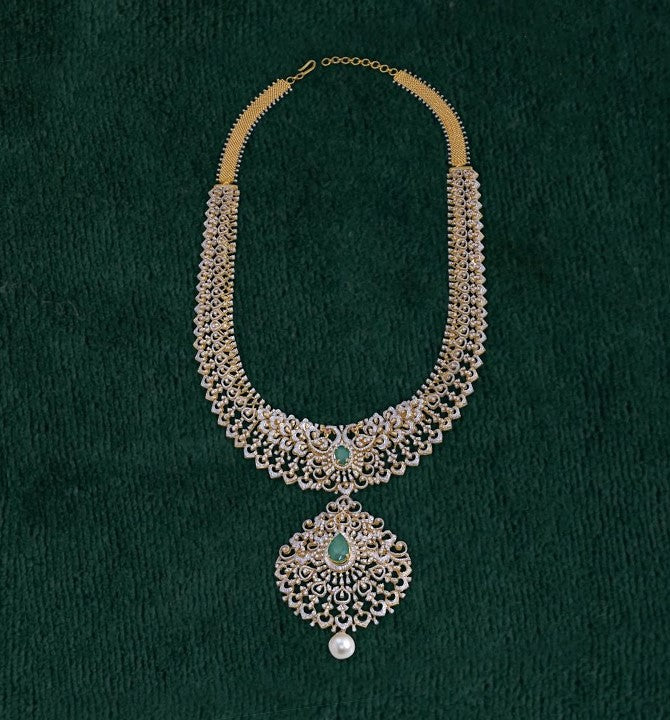 Beautiful Diamonds, Emeralds Haar Necklace – Krishna Jewellers Pearls ...