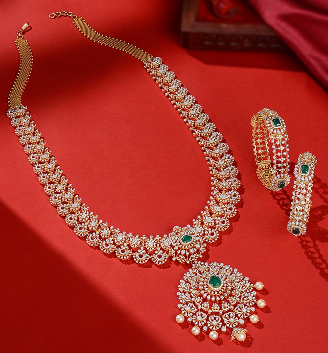 Diamond Long Haram and Bangle Sets – Krishna Jewellers Pearls and Gems ...