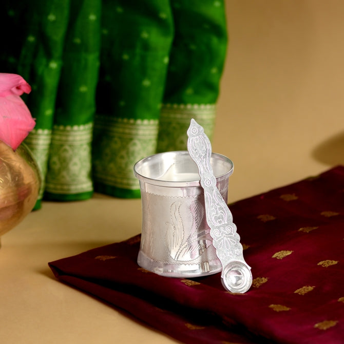Pure Silver Panchapatra Set – Krishna Jewellers Pearls and Gems Pvt Ltd