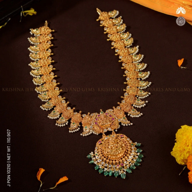 Regal Elegance: 22k Mango Design Haram – Krishna Jewellers Pearls and ...
